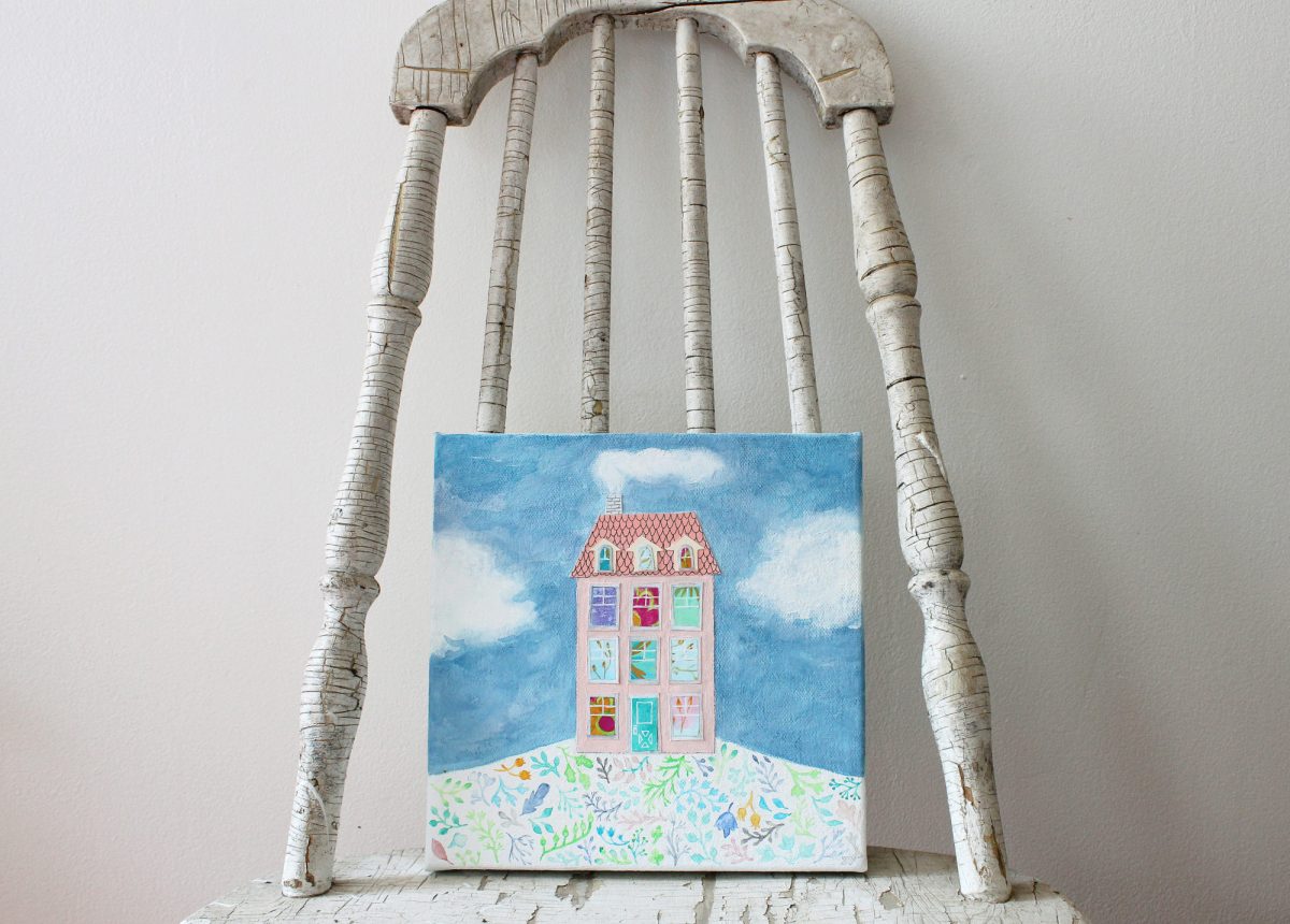 Mixed Media House Artwork - Messy Bed Studio