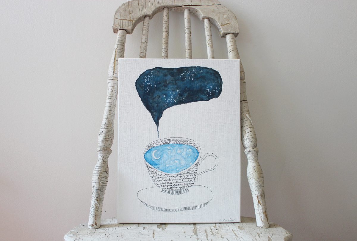 Teacup Full of Sky Surreal Art - Messy Bed Studio